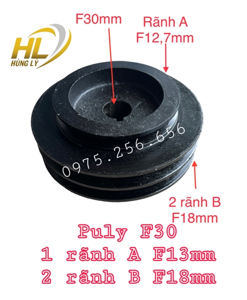 Puly 30*1 Rãnh A F13mm-2 rãnh B F18mm Lắp Đầu Xay cối lứt