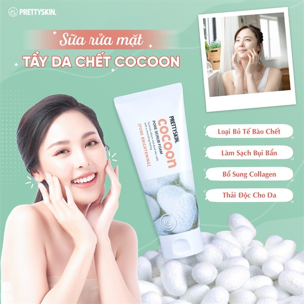 Sữa rửa mặt tẩy da chết kén tằm Cocoon Scrub Foam Prettyskin 150ml