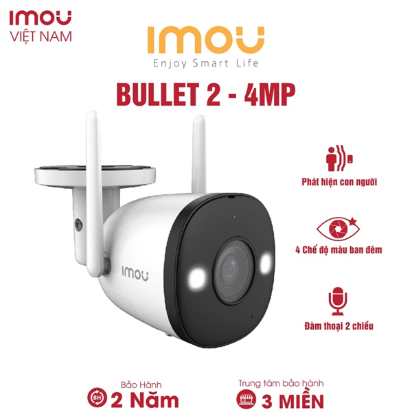 Combo Camera Ngoài Trời imou Bullet 2 ( 4MP - F42FEP) Full Color + Thẻ ...