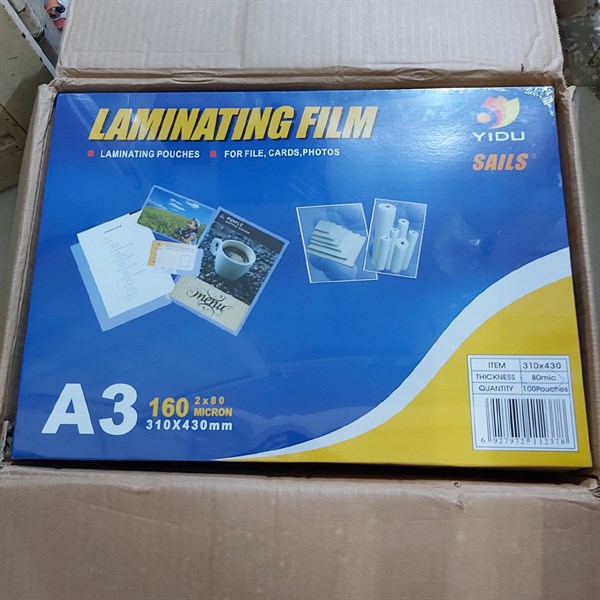 Ép Plastic A3 80Mic (chính hiệu YIDU có màng co full box) - phân phối tại VPP Tuyết Sơn